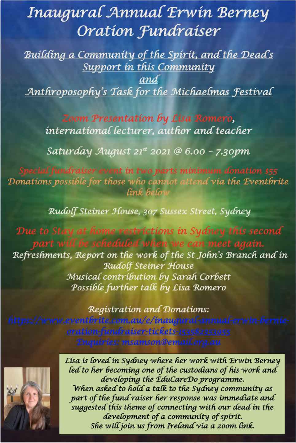 Inaugural Annual Erwin Berney Oration Fundraiser - Anthroposophical ...